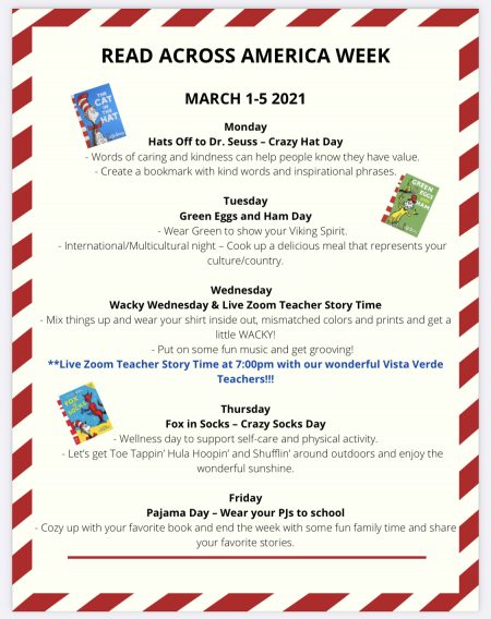 Read Across America Week – 1-5 March 2021 – Vista Verde PTA