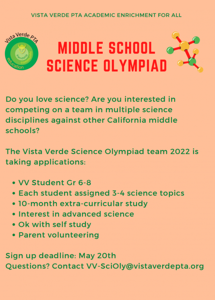 Science Olympiad 2022 – Vista Verde PTA