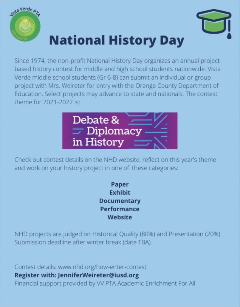 National History Day – Vista Verde PTA