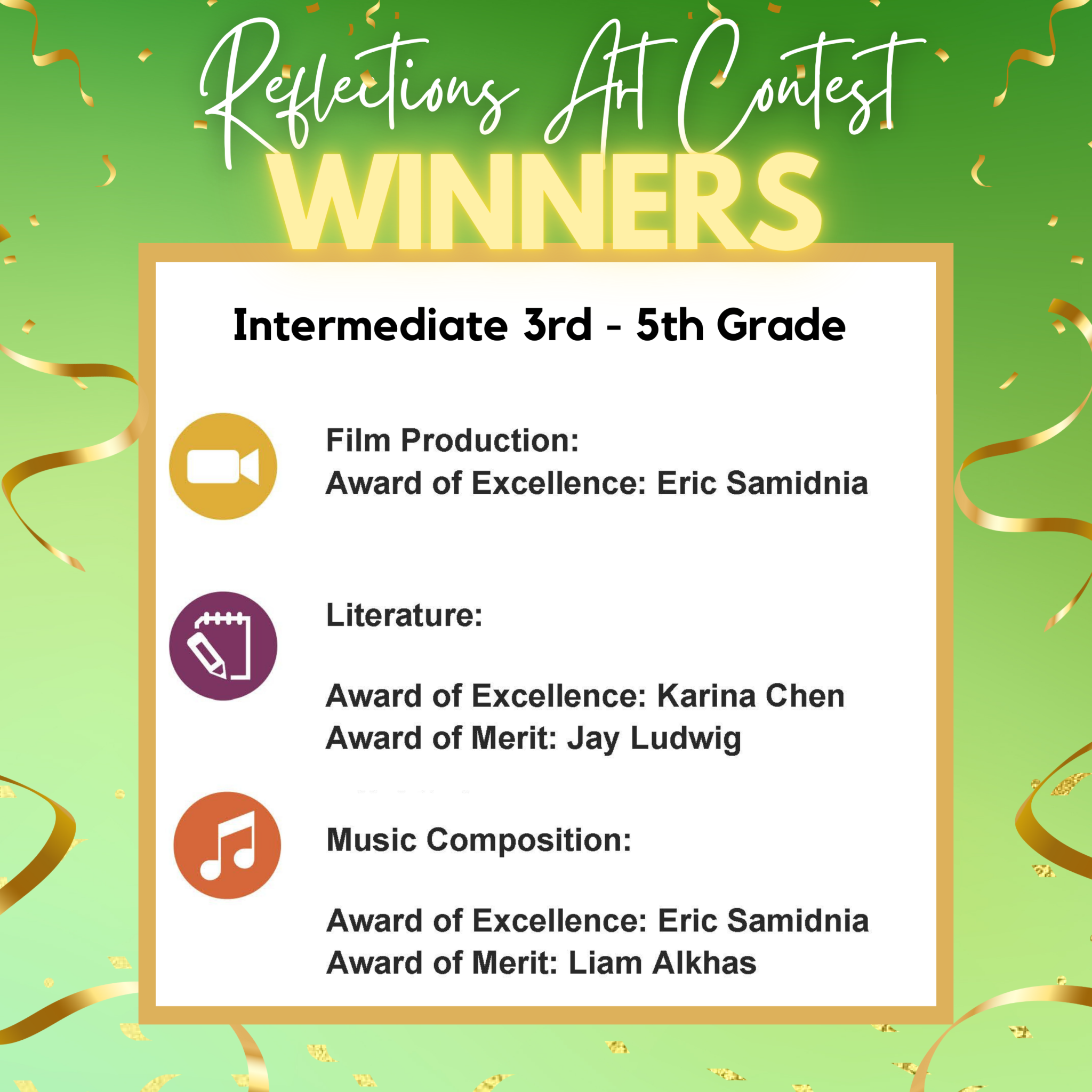 Congratulations Reflections Art Winners – Vista Verde PTA